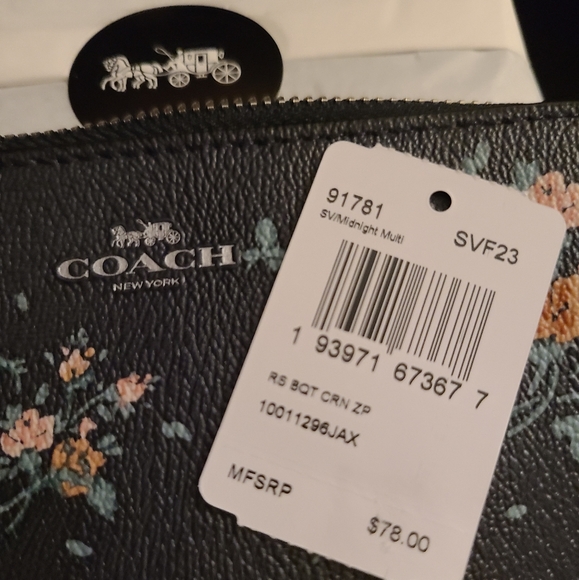 Coach | Bags | Coach Black Wristlet With Rose Bouquet Pri | Poshmark
